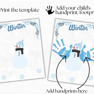 Winter Handprint Art Craft, Memory Baby Art Snowman Keepsake, Preschool ...