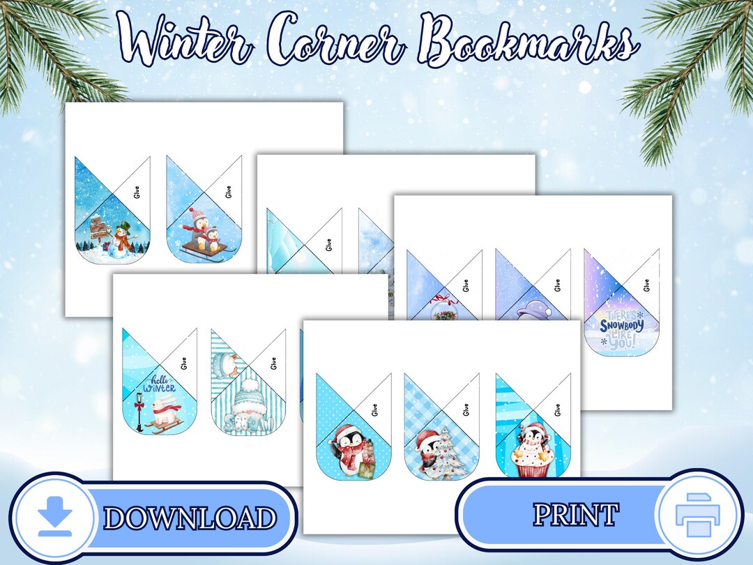 Winter Bookmarks, Christmas Corner Bookmarks, Printable Winter Reading ...