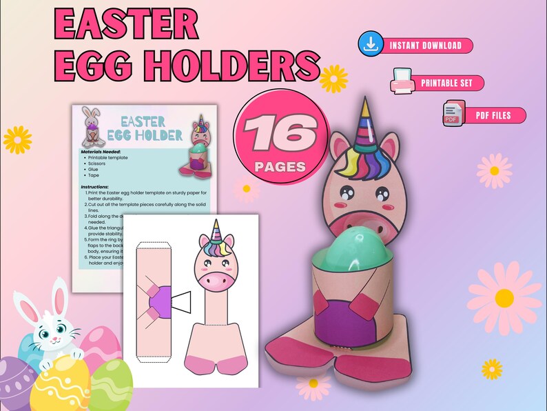 Easter Egg Holders Craft Printable, Animal Cut & Paste Activity for ...
