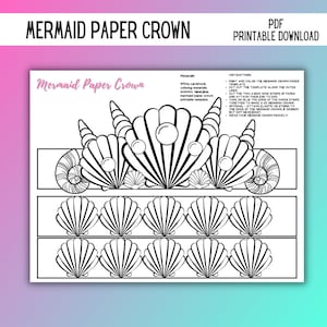 Mermaid Crown Coloring Craft, Printable Under the Sea Craft, DIY ...