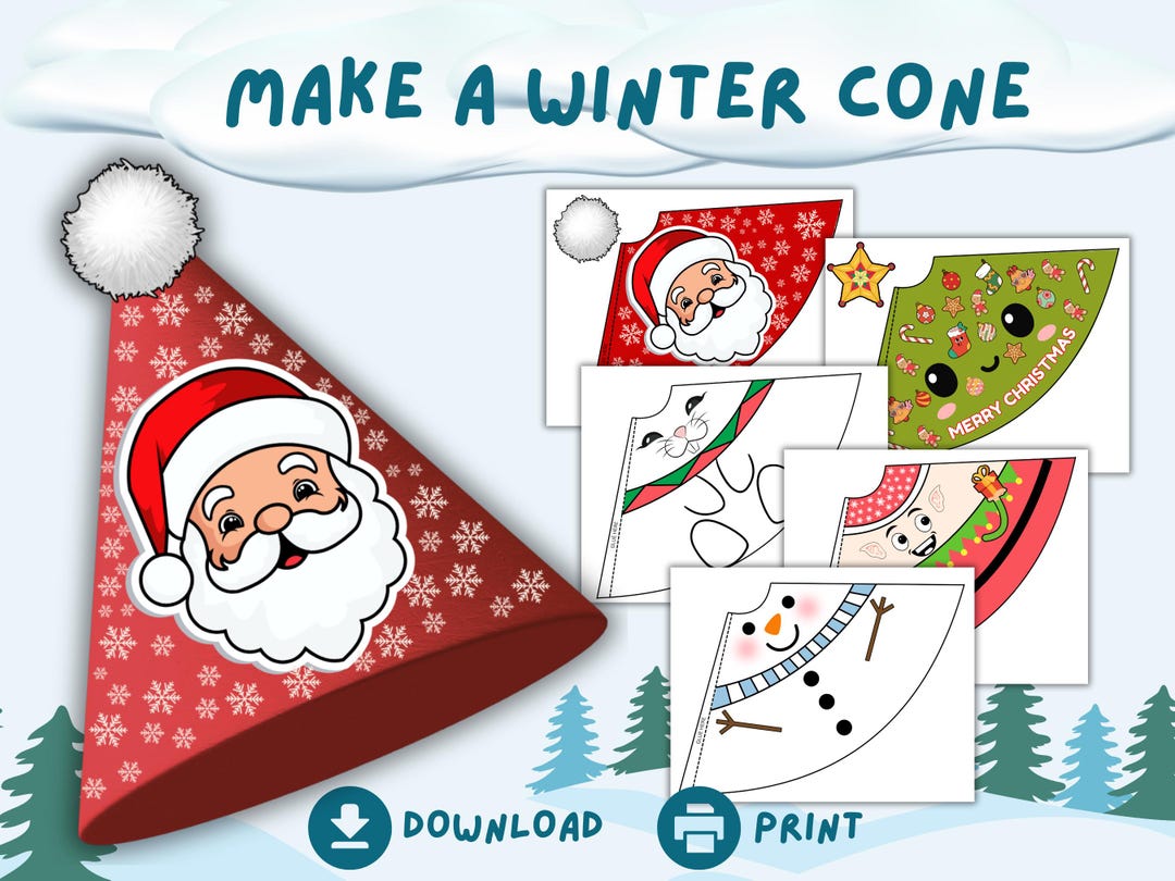 Cut & Paste Christmas Crafts, Winter Crafts, Make a Winter Cone ...