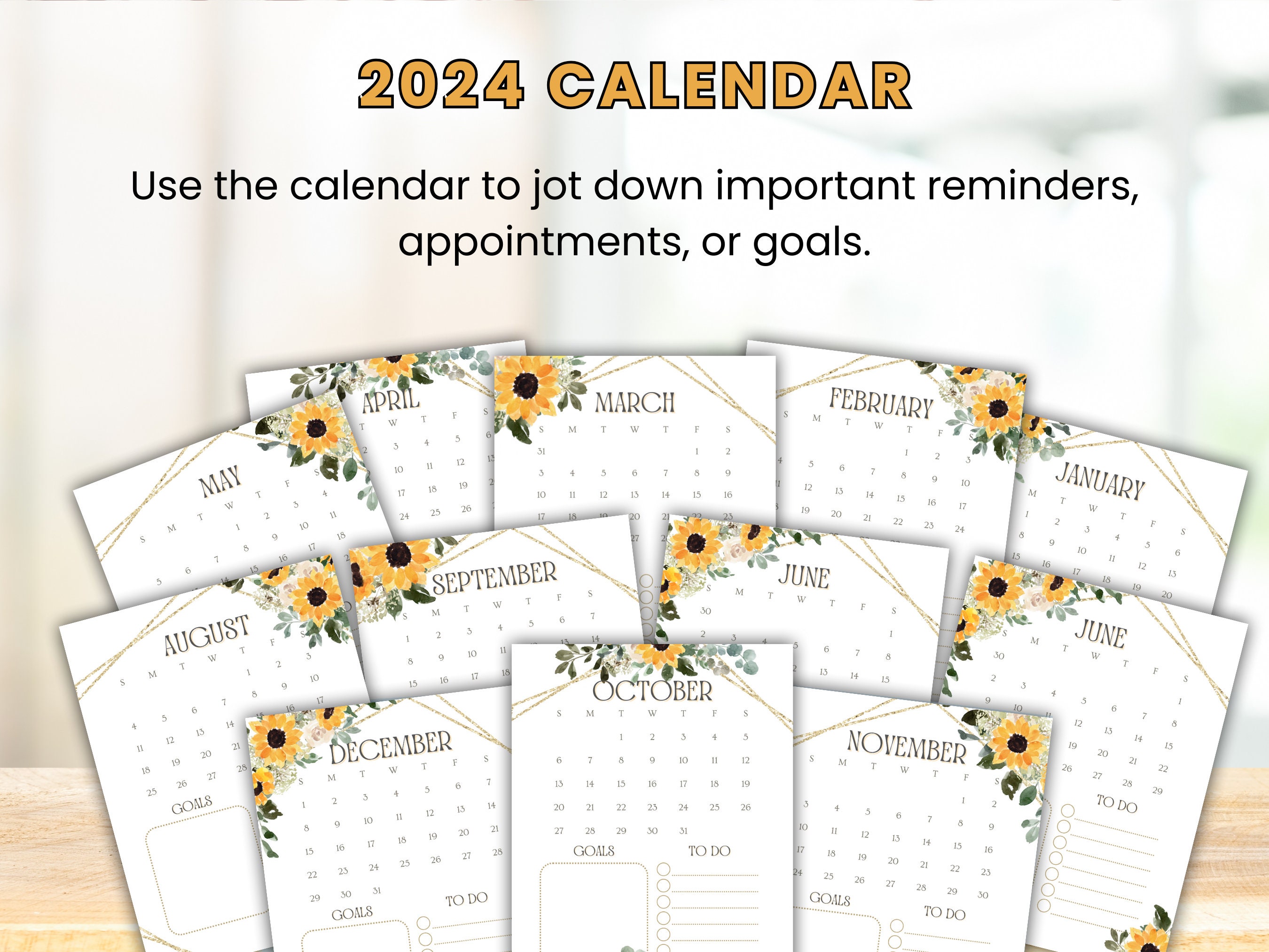 2024 Printable Calendar & Planner Bundle, Sunflower Daily and Weekly ...
