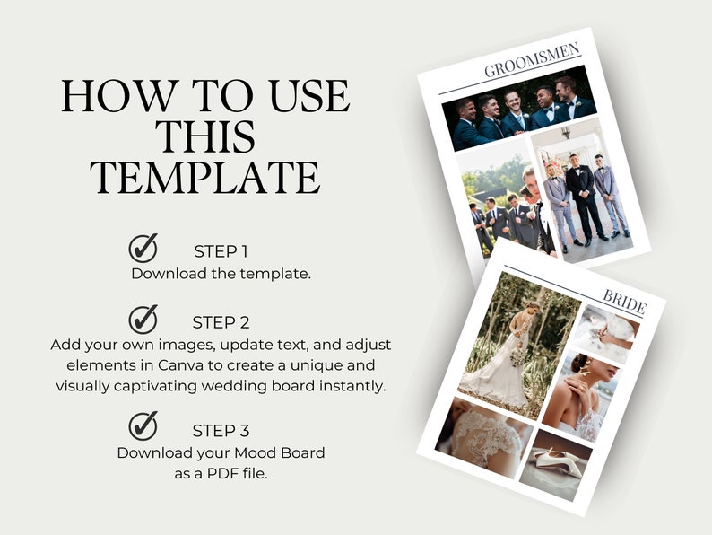 Wedding Photo Vision Board Template, Canva Planner (digital Download ...