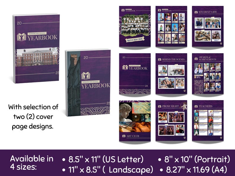 Class of 2025 Yearbook Template, Editable School Memory Photo Collage ...
