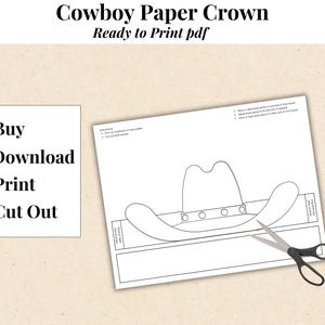 Cowboy Hat Paper Crown, Cowboy Hat Coloring Paper Crown Template, Wild ...