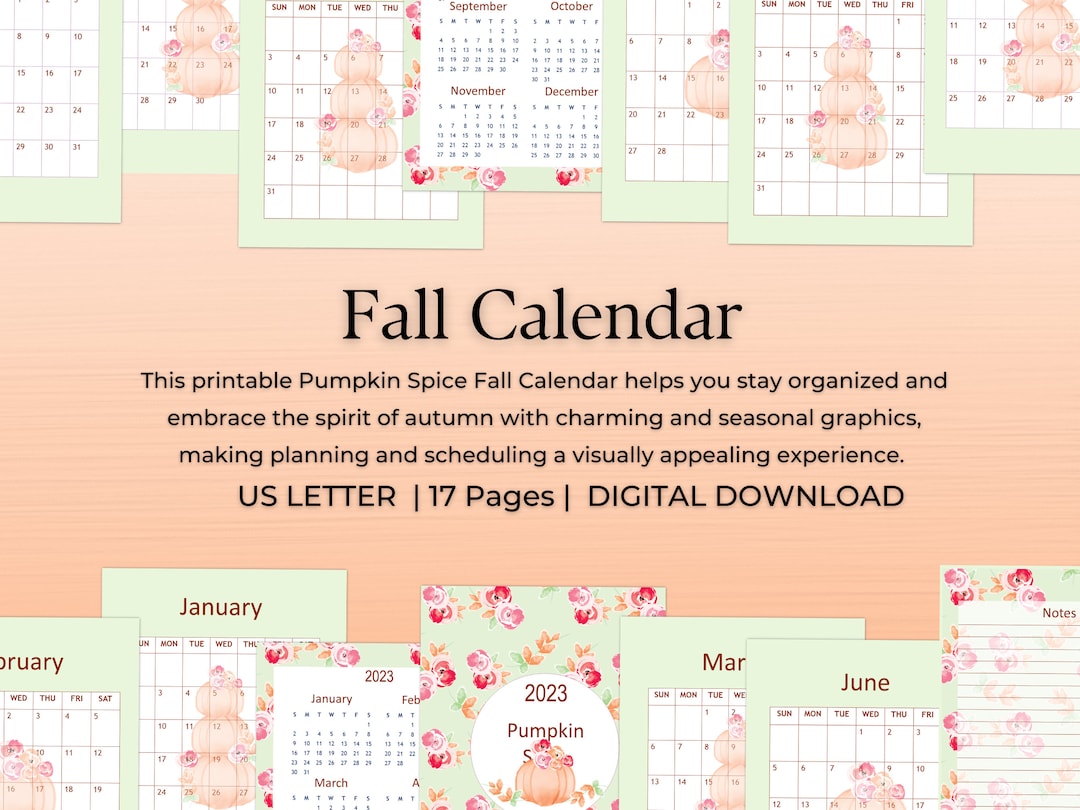 Printable Fall Calendar Planner Fall Organizer Autumn Season Planning ...