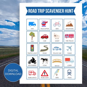 Road Trip Scavenger Hunt Game, Printable Car Game, Car Ride Activity ...