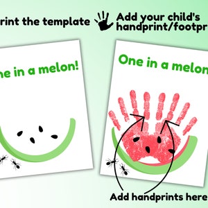Watermelon Handprint Art, Printable Summer Handprint Craft, Toddlers ...