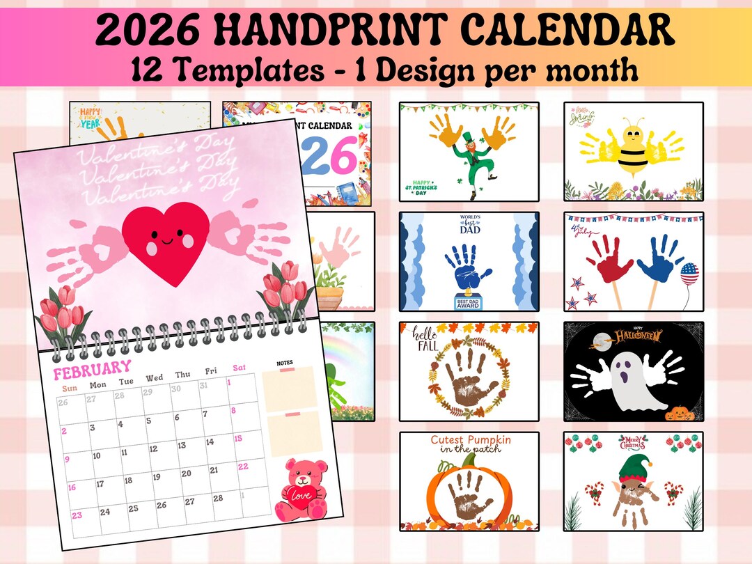 2026 Handprint Calendar Printable, Landscape Handprint Craft Bundle ...