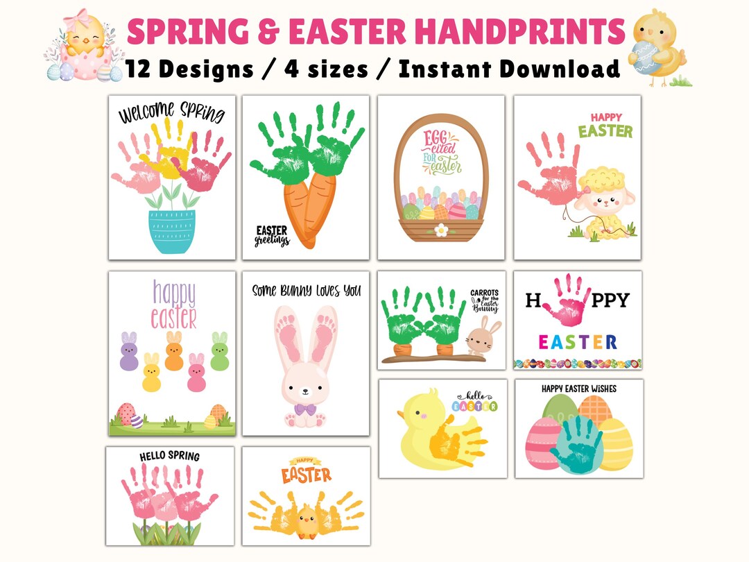 Easter Handprint Craft Bundle, Printable Spring Activity for Toddlers ...