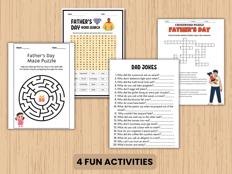 Father's Day Activities, Father's Day Games, Maze Game, Dad Jokes ...