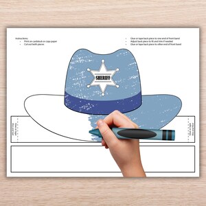 Sheriff Hat Paper Crown, Coloring Craft, Printable Kids Craft, Cowgirl ...