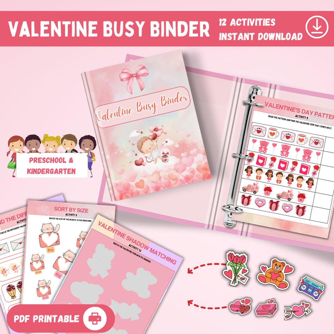 Printable Valentine's Busy Binder, Busy Book Printable, Learning Binder ...