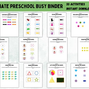 Preschool Busy Book Binder, 33 Learning Activities (PDF Printable) - Etsy