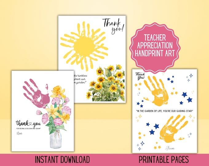 Teacher Appreciation Handprint Art, Handprint Craft, Printable Teacher ...