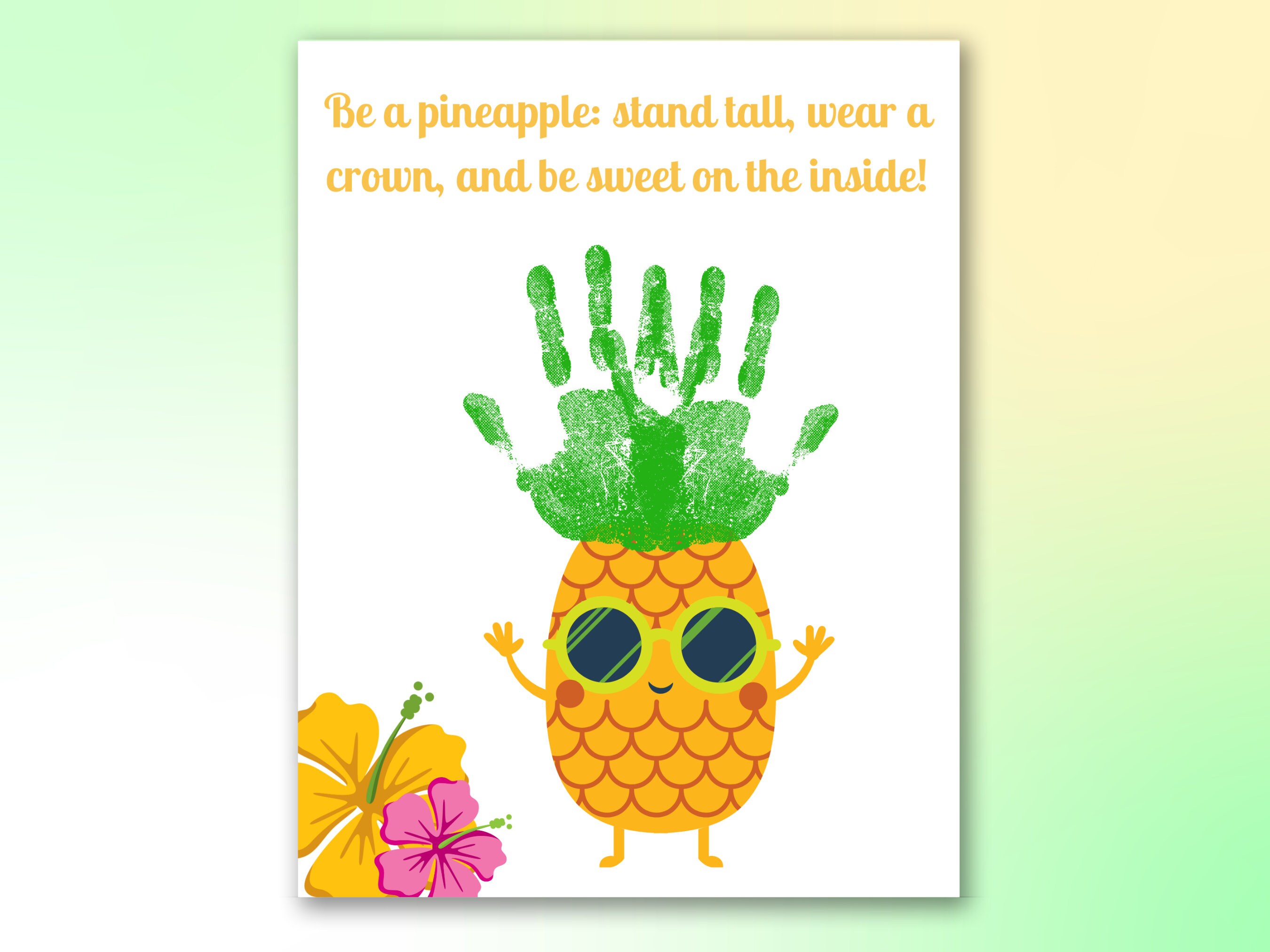 Summer Handprint Art, Pineapple Craft Template, Be a Pineapple Print ...