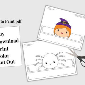 Halloween Paper Crown Bundle, Witch Crown, Frankenstein Headband ...