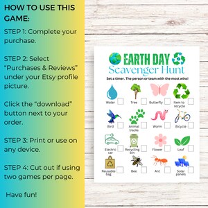 Earth Day Scavenger Hunt Game, Outdoor Scavenger Hunt for Kids ...