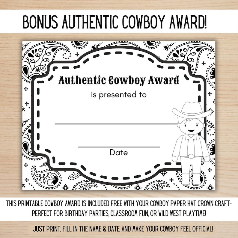 Cowboy Hat Paper Crown, Coloring Craft for Kids, Cowgirl & Cowboy ...