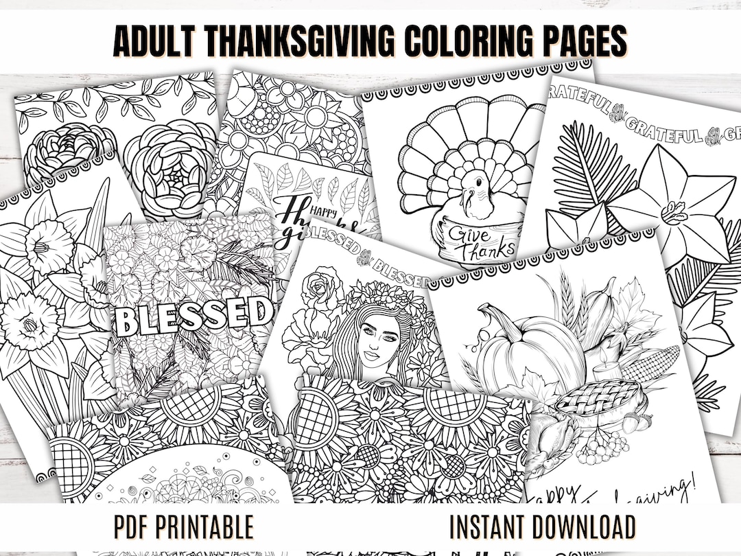 Thanksgiving Adult Coloring Pages, Printable Coloring Pages, Fall ...