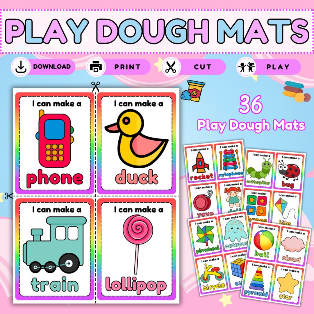 Play Dough Mats, Animal Play Dough Mats, Printable Playdough Mats ...