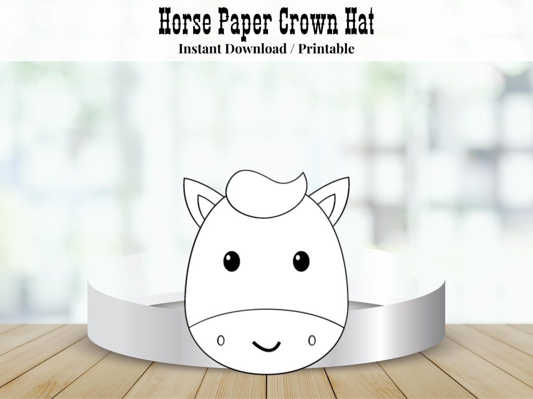 Horse Paper Hat Crown Craft, Horse Coloring Paper Crown Template, Wild ...