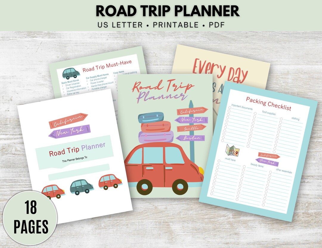 Road Trip Planner Printable, Packing Checklist, Journey Planner ...