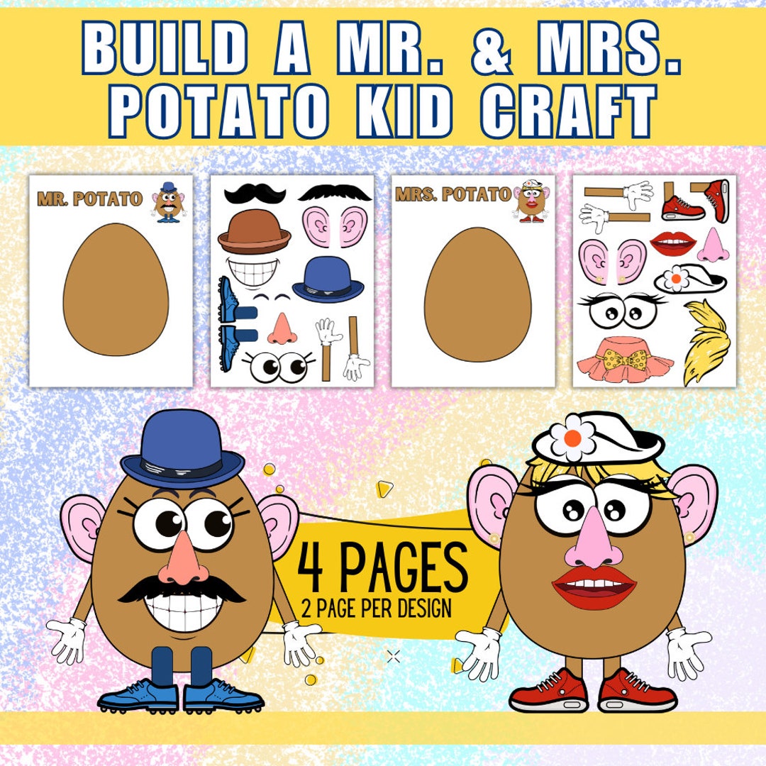 Build A Mr Potato and Mrs Potato Craft, Accessories Dress up Paper Doll ...