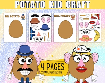Build A Mr Potato and Mrs Potato | Head and Accessories Dress up Paper ...