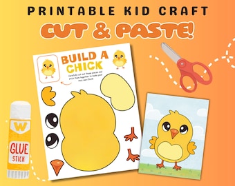 Cut and Paste Easter Chick Printable, Cut & Glue Activity for Kids - Etsy