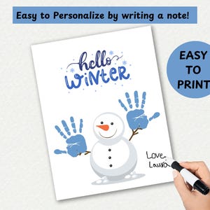 Snowman Handprint Craft Template, Winter Handprint Art Craft, Hello ...