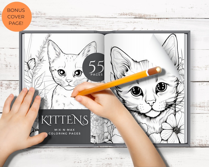 Kitten Coloring Page Bundle Printable Kitten Coloring Book - Etsy