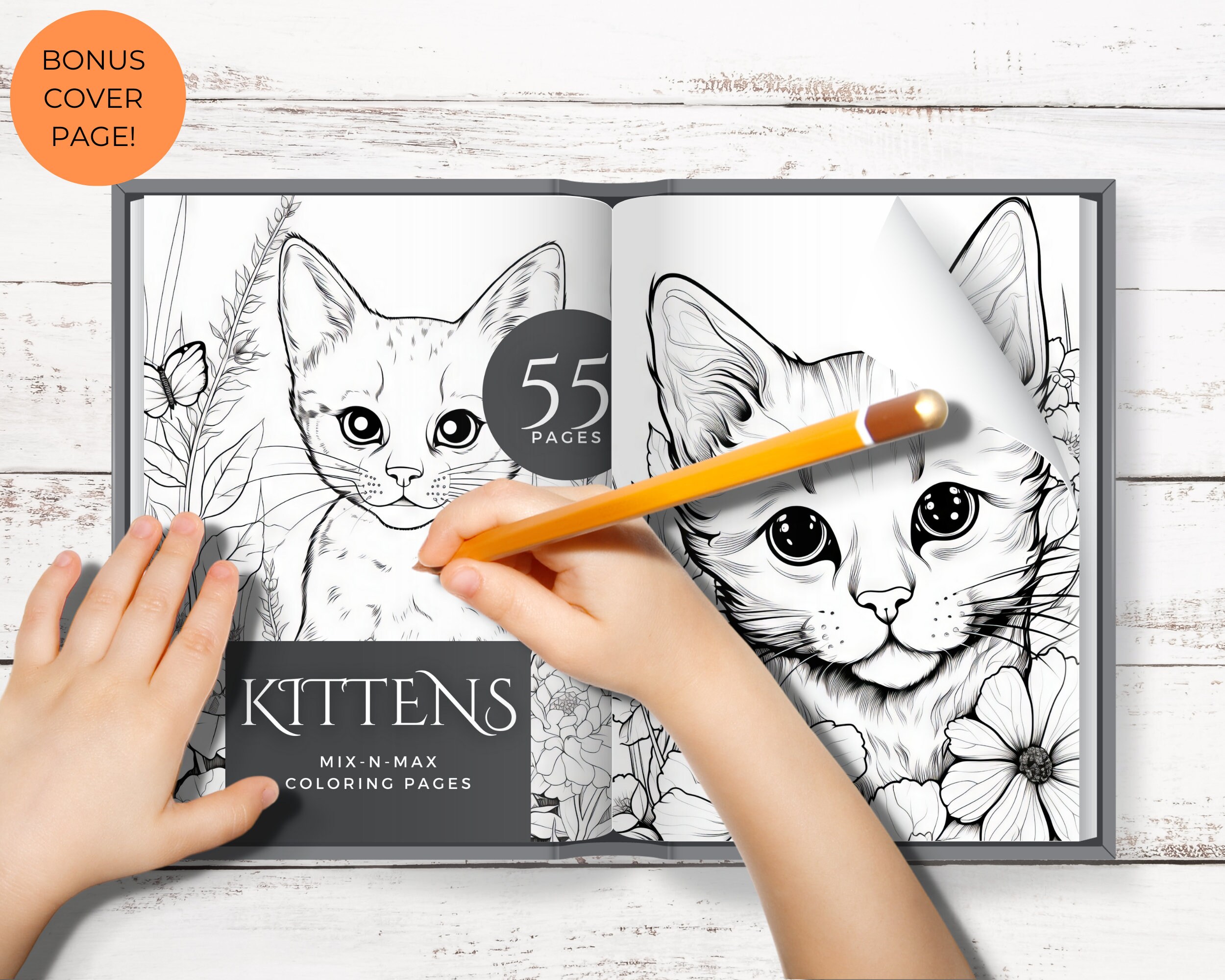 Kitten Coloring Page Bundle Printable Kitten Coloring Book - Etsy