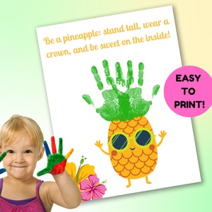 Pineapple Handprint Craft Kids Printable, Be a Pineapple, Summer ...