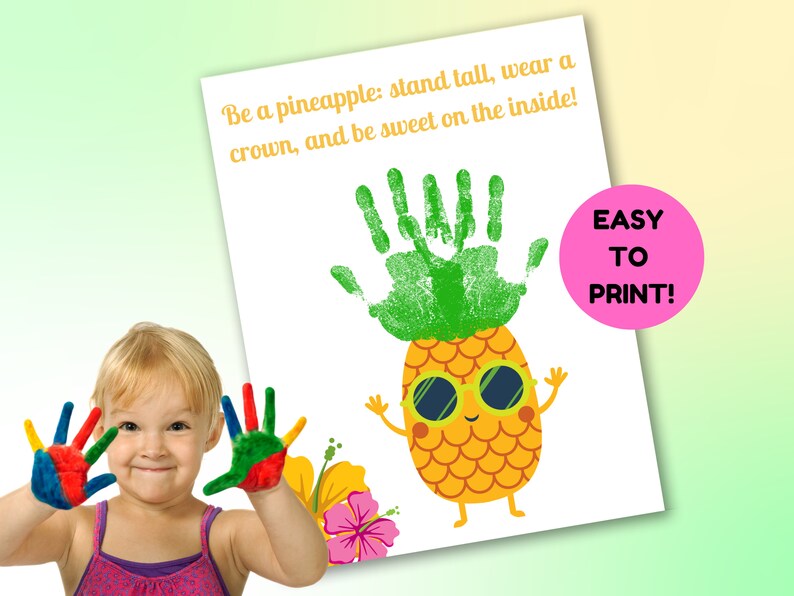Summer Handprint Art, Pineapple Craft Template, Be a Pineapple Print ...