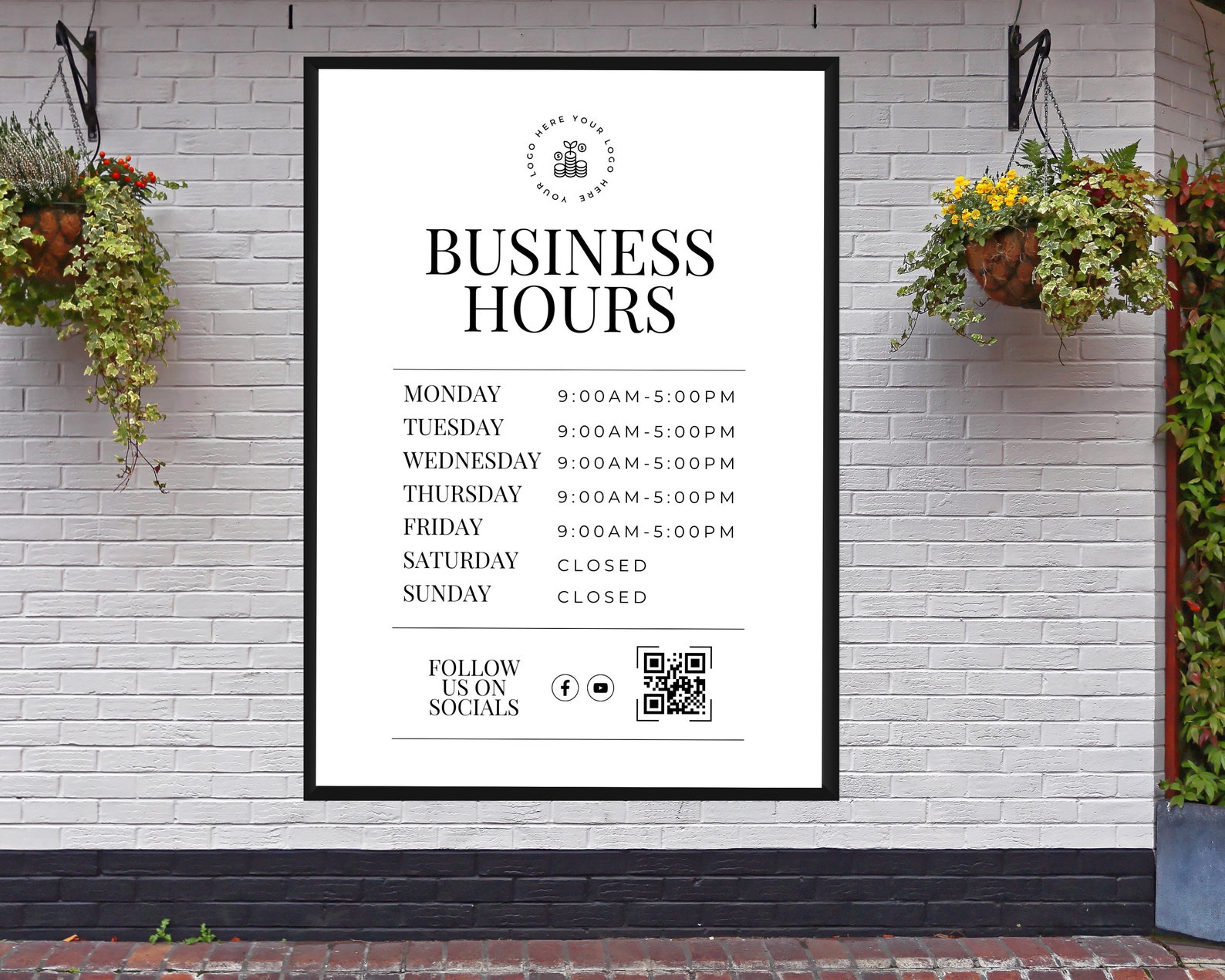 Business Hours Sign Editable Template, Printable Small Business Sign ...