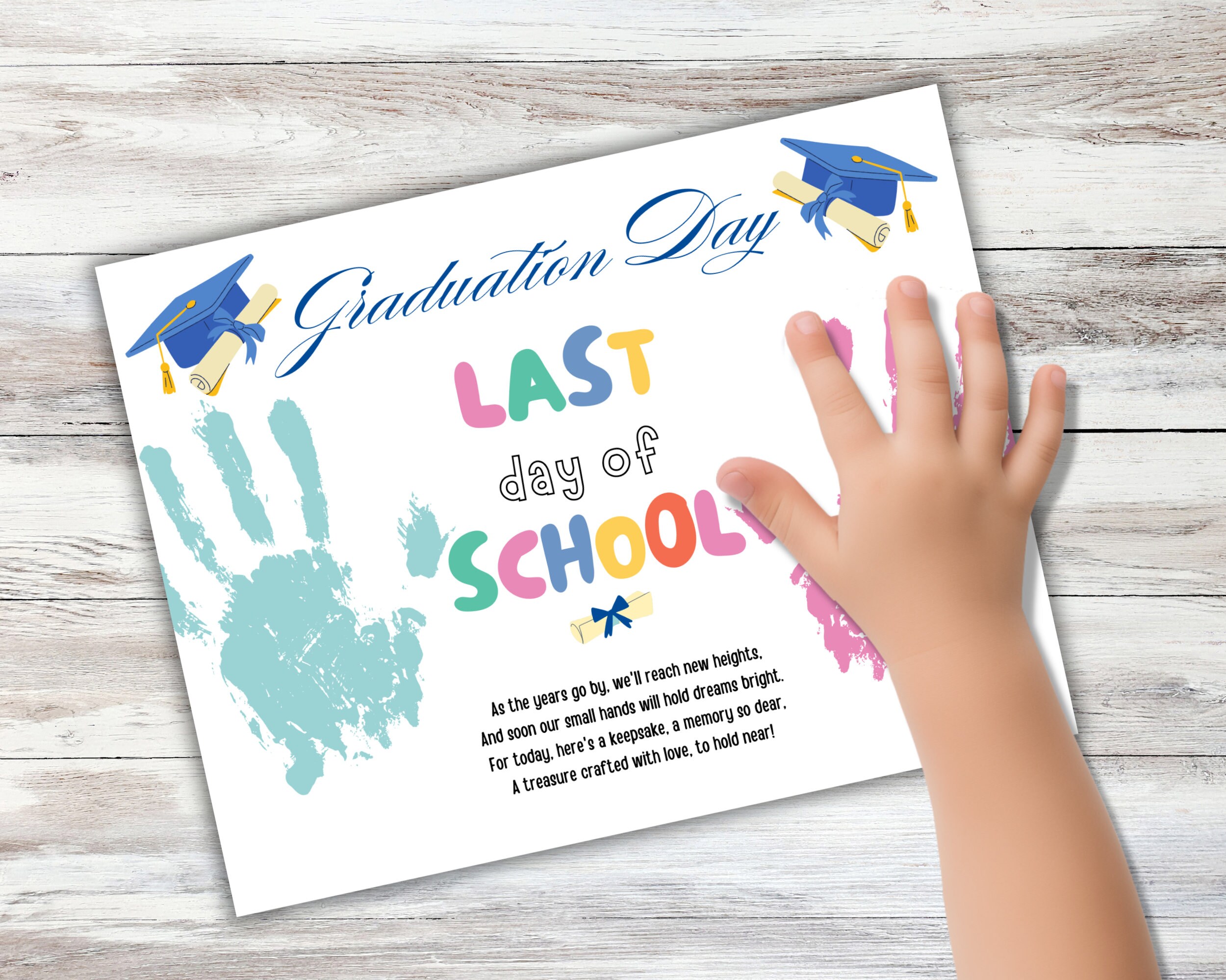 Last Day of School Handprint Art Craft, Kindergarten Preschool ...