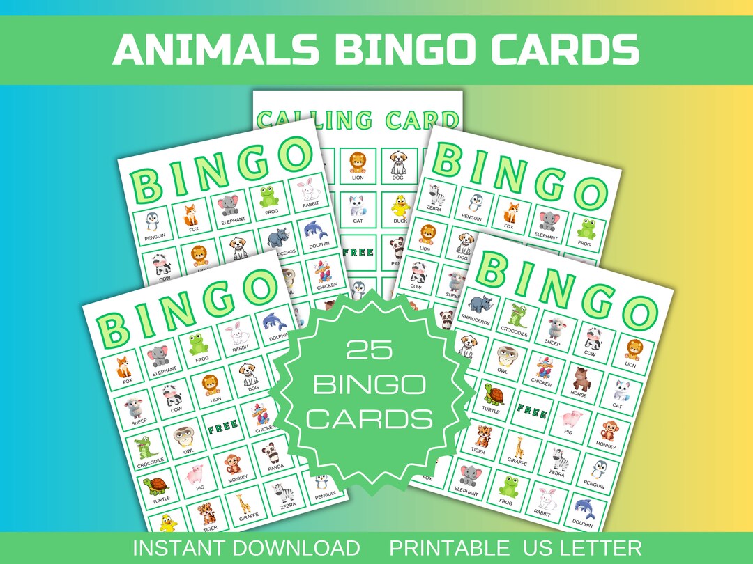 Animals Themed Bingo Cards, Animal Party Games, Party Favor Games, Zoo ...