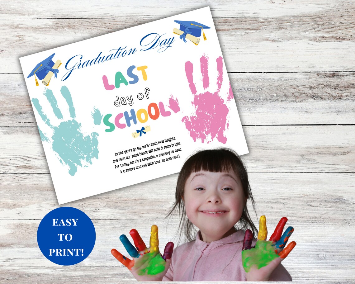 Last Day of School Handprint Art Craft, Kindergarten Preschool ...