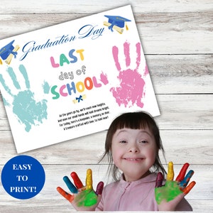 Last Day of School Handprint Art Craft, Kindergarten Preschool ...
