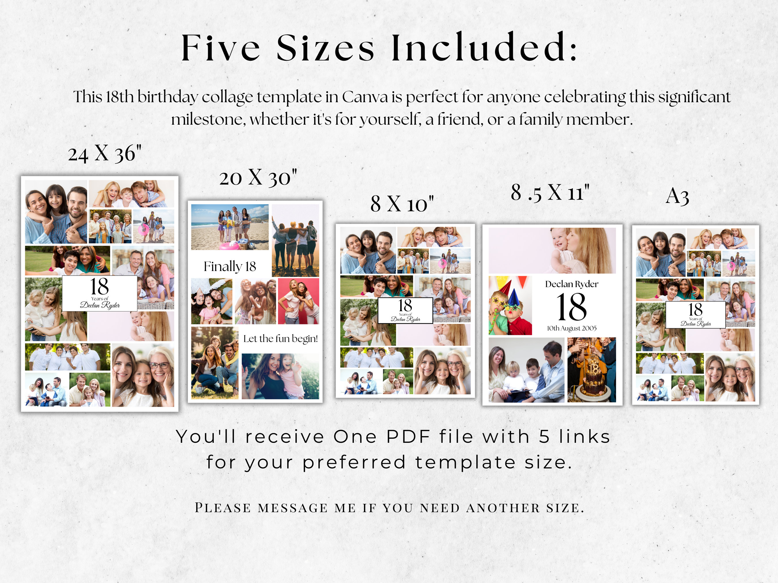 18th Birthday Photo Collage Poster Bundle Template, Eighteenth Birthday ...