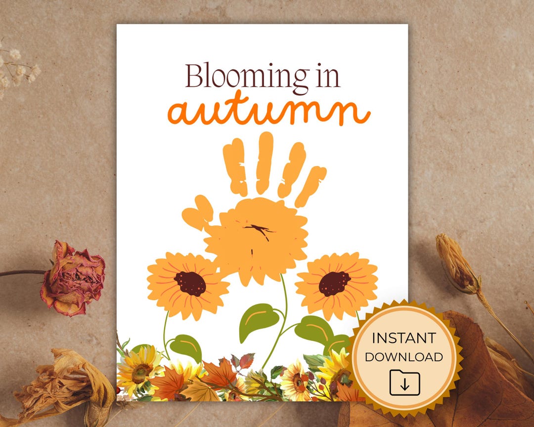 Autumn Handprint Art, Fall Handprint Craft, Autumn Bloom Prints ...