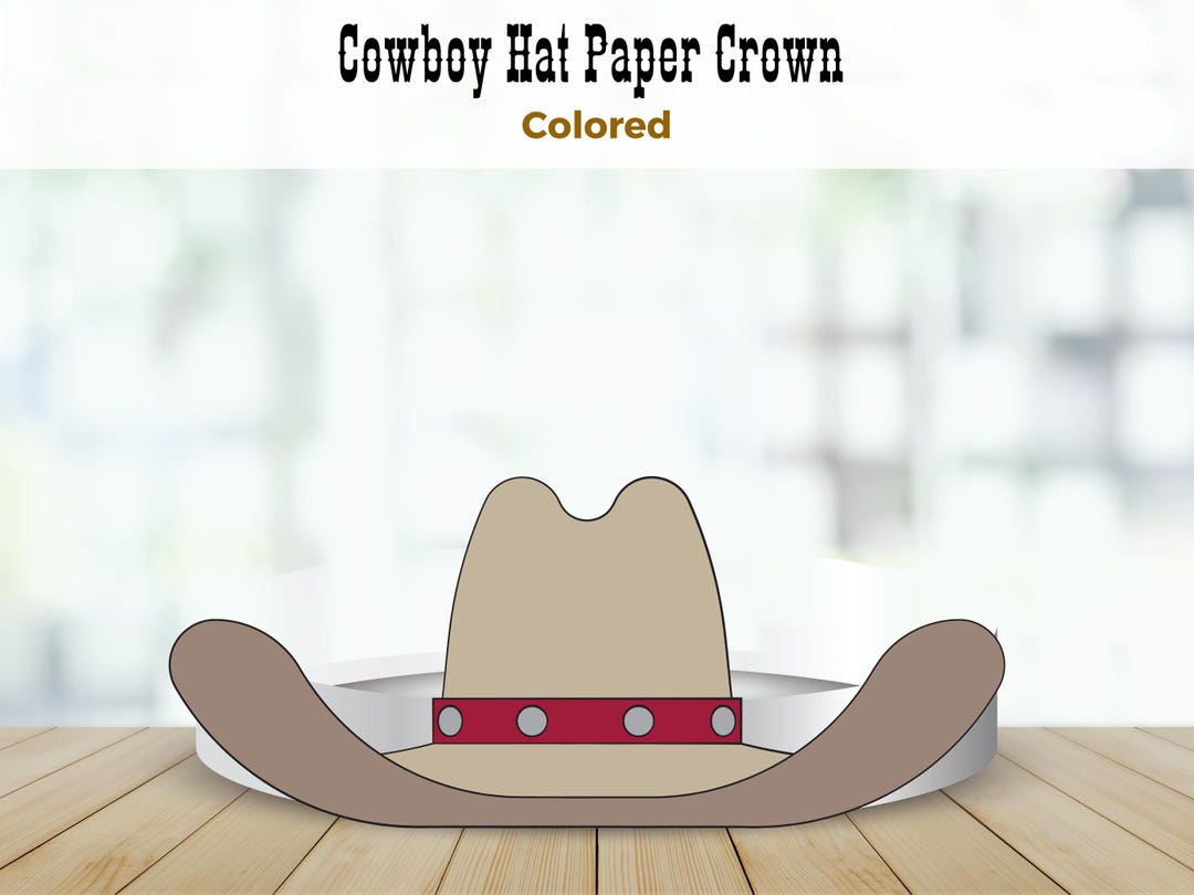 Cowboy Hat Paper Crown, Coloring Craft for Kids, Cowgirl & Cowboy ...