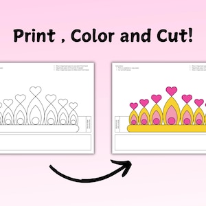 Princess Paper Crown, Princess Coloring Craft, Printable Kids Craft ...