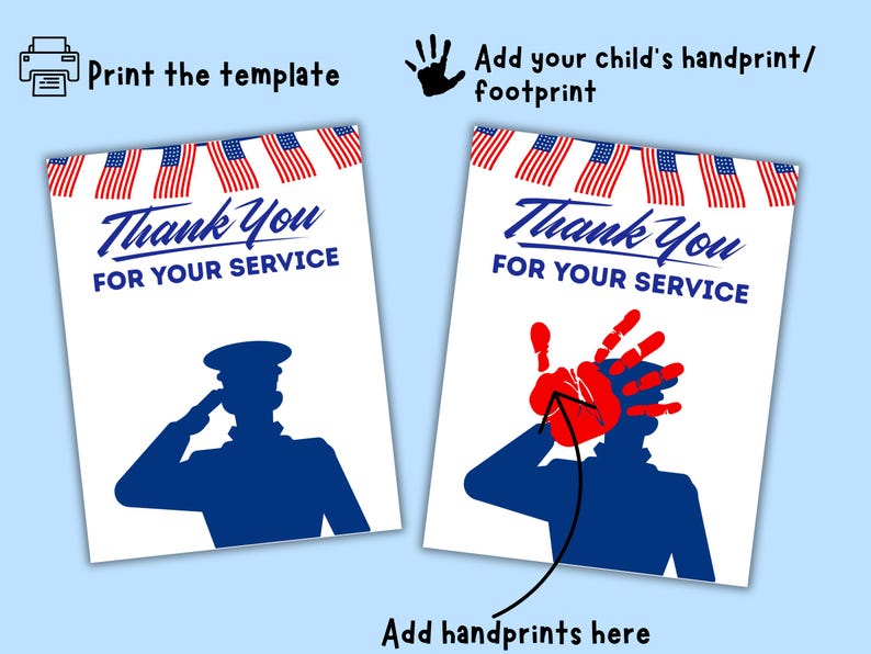Veteran's Day Handprint Craft, Veteran Thank You for Your Service ...