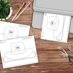 Sheriff Hat Paper Crown, Coloring Craft, Printable Kids Craft, Cowgirl ...