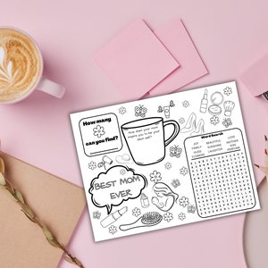 Mothers Day Activity Placemat, Kids Coloring Page Crafts, Mothers Day ...