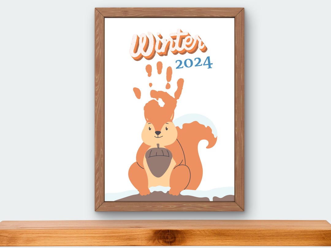 Squirrel Handprint Art Craft, Printable Winter Handprint Art Craft ...
