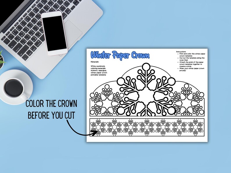 Snowflake Paper Crown Template, Printable Winter Crown, Kids Holiday ...