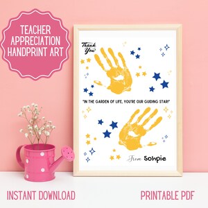 Teacher Appreciation Handprint Craft, Printable Thank You Gift Teacher ...